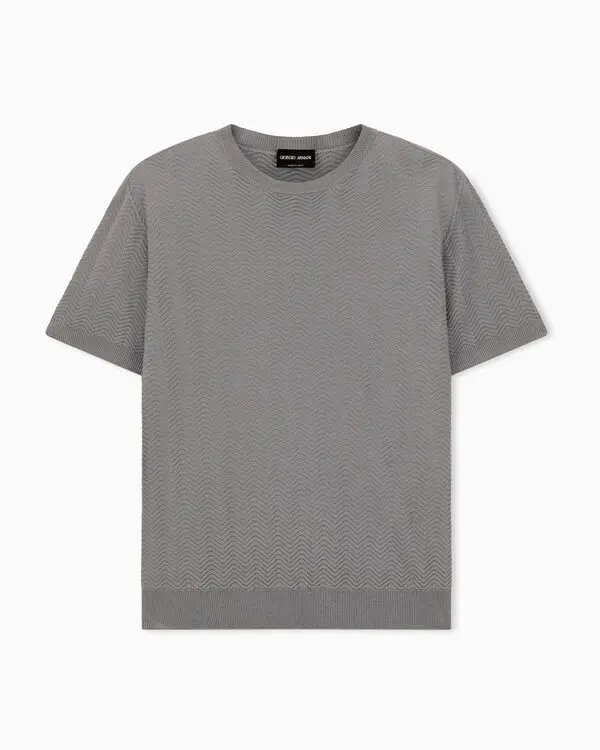 Giorgio Armani Chevron Knitted T-shirt - Grey