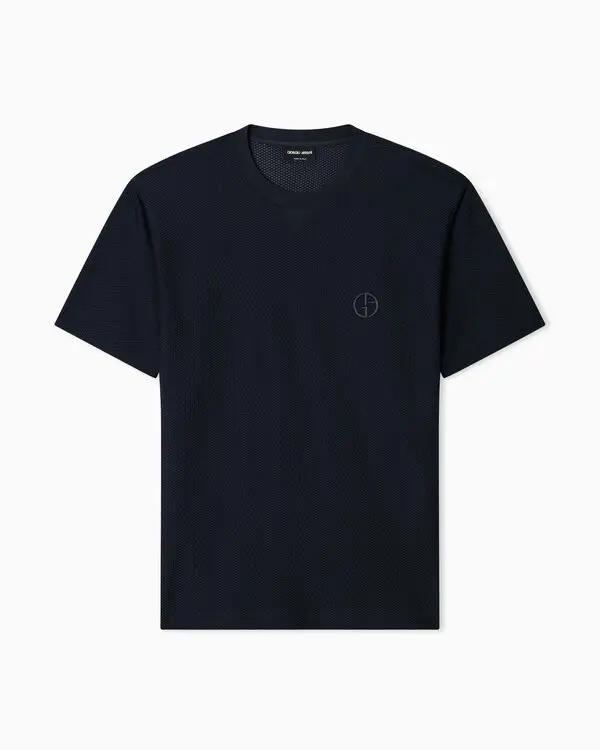 Giorgio Armani Technical Waffle T-shirt - Navy Blue