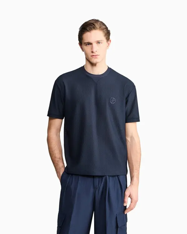 Giorgio Armani Technical Waffle T-shirt - Navy Blue