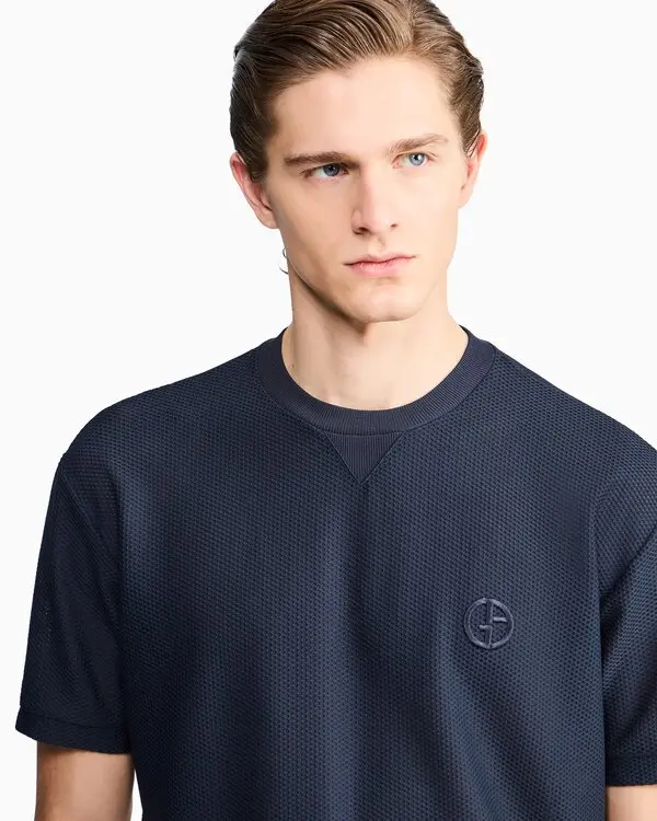 Giorgio Armani Technical Waffle T-shirt - Navy Blue