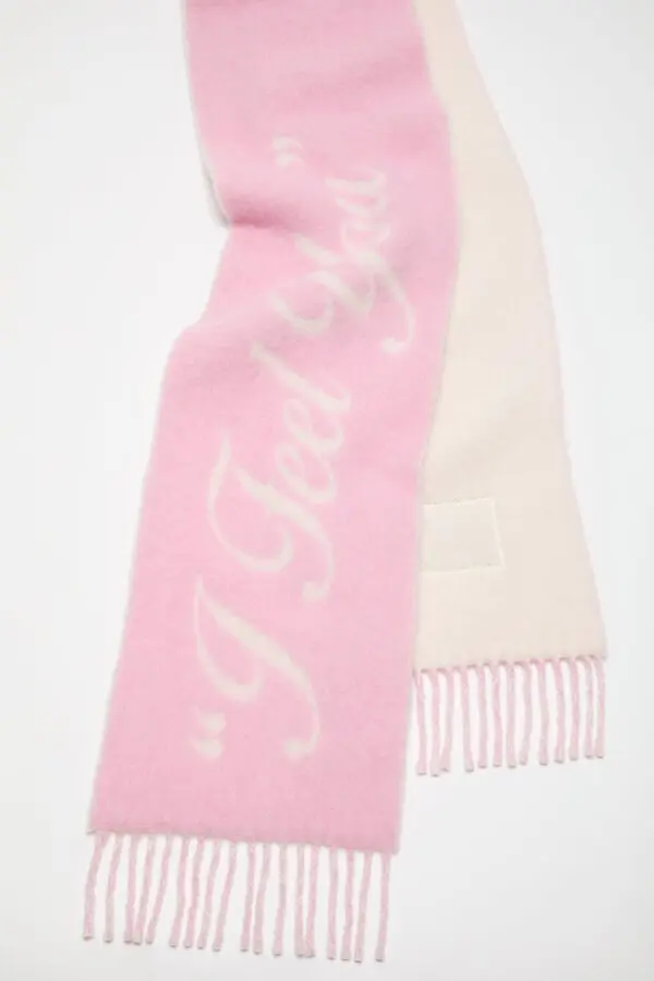 Acne Studios Wool Fringed Scarf - Old Pink,white