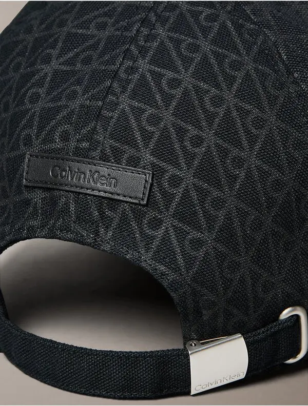 Calvin Klein Allover Emblem Logo Baseball Cap - Black