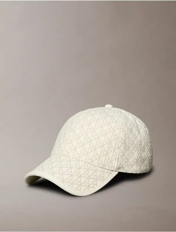 Calvin Klein Allover Emblem Logo Baseball Cap - Lily White Aop