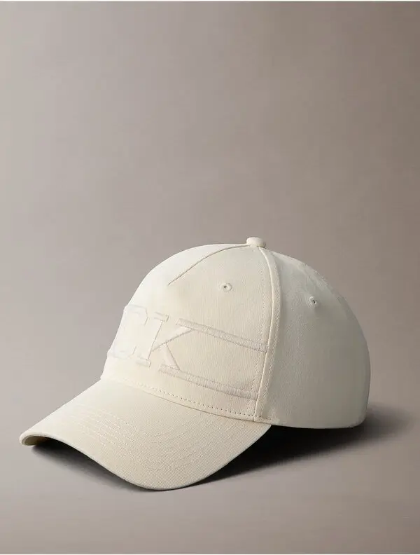 Calvin Klein Varsity Monogram Logo Baseball Cap - Bone White