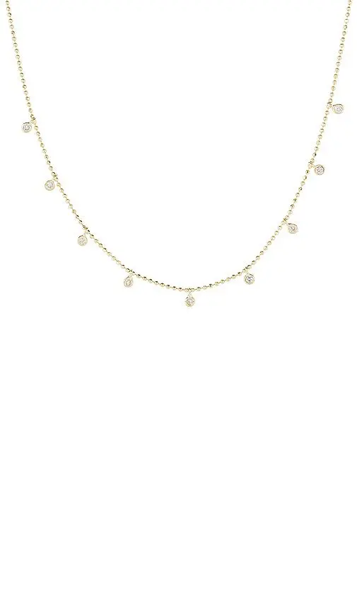 STONE AND STRAND Teeny Dangling Diamond Bead Chain Necklace - Gold & Diamond