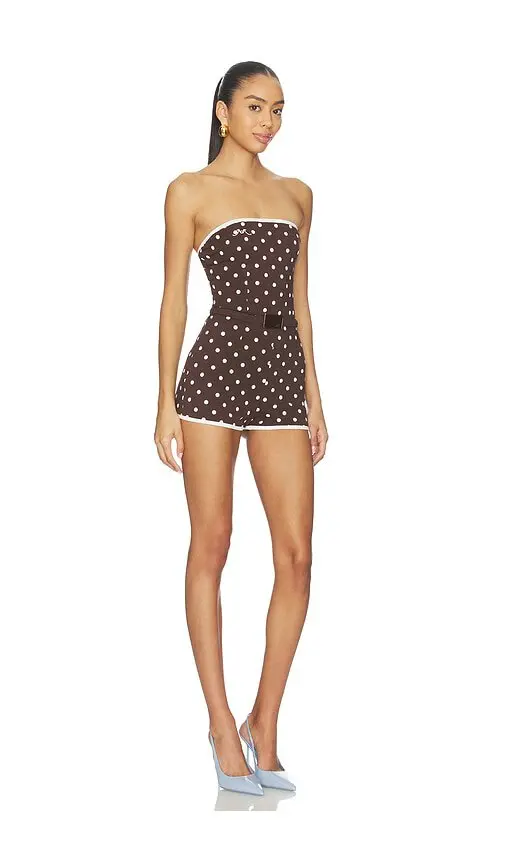 ROWEN ROSE Polka Dots Bustier Mini Jumpsuit