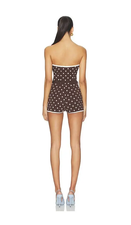 ROWEN ROSE Polka Dots Bustier Mini Jumpsuit