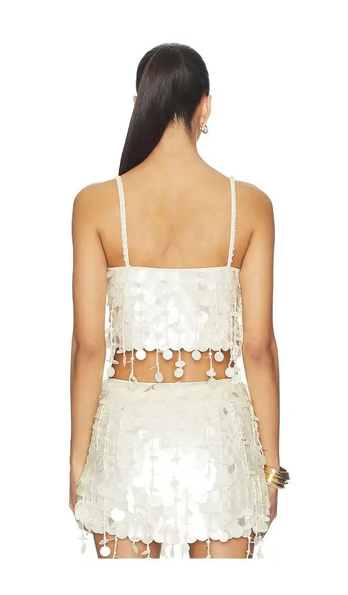Retrofete Eudora Fringed Sequin Crop Top