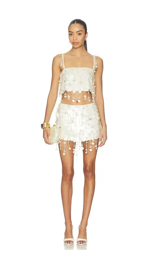 Retrofete Eudora Fringed Sequin Crop Top