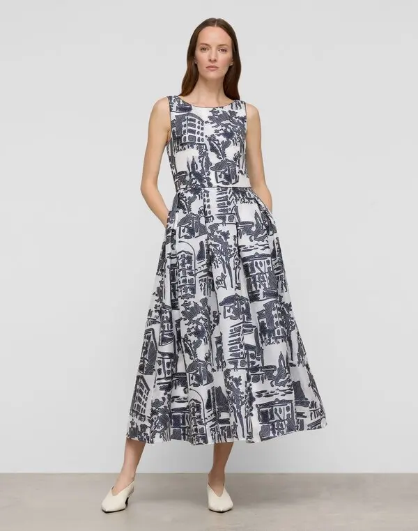 Lafayette 148 New York Cityscape Jacquard A-line Dress