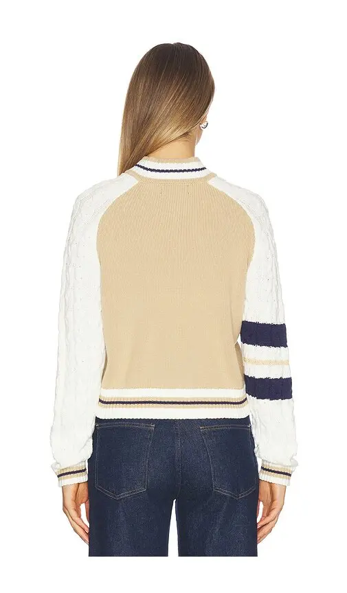 Central Park West Chloe Cable Knit Bomber Jacket - Camel