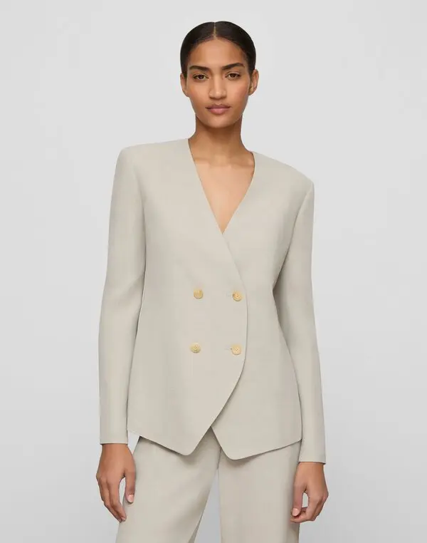 Lafayette 148 New York Plaid Double-breasted Blazer