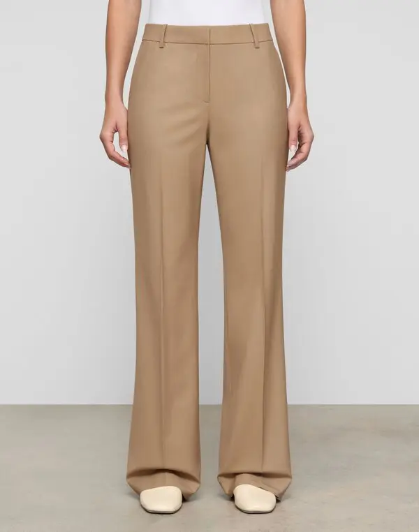 Lafayette 148 New York Tropical Wool Straight Leg Pants - Brownstone