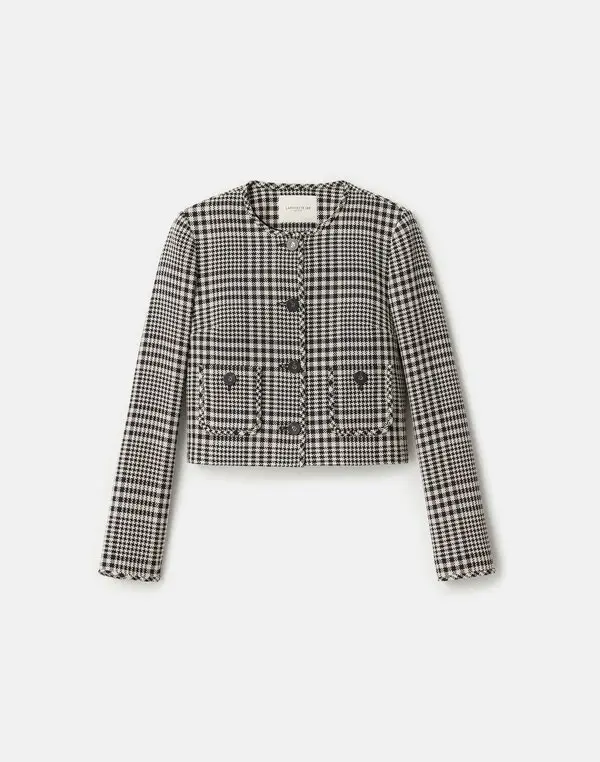 Lafayette 148 New York Plaid Patch Pocket Cropped Jacket