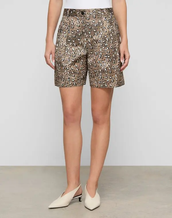 Lafayette 148 New York Leopard Print Wide Leg Shorts