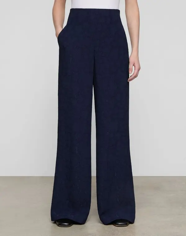 Lafayette 148 New York Rosette Floral Jacquard Wide-leg Pants