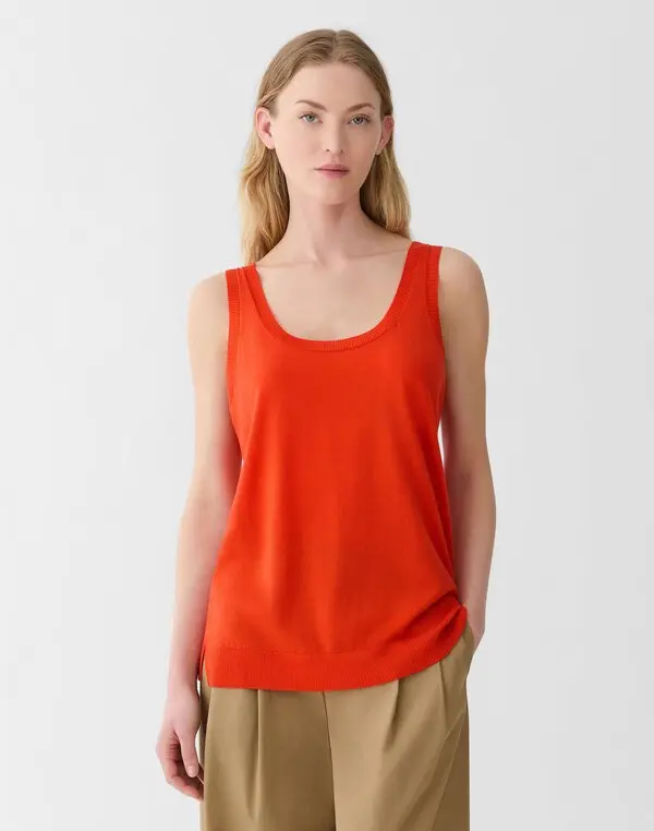 Lafayette 148 New York Washable Merino Wool Tank - Orange Poppy
