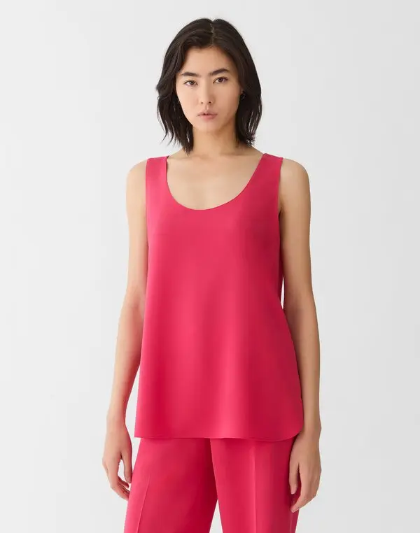 Lafayette 148 New York Crepe Sleeveless Tank Blouse - Pink Peony