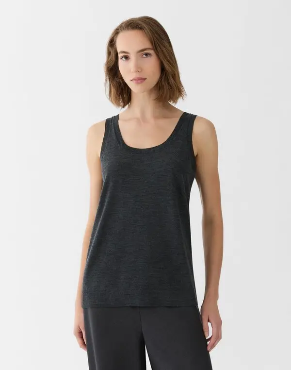 Lafayette 148 New York Petite Merino Wool Sweater Tank - Smoke