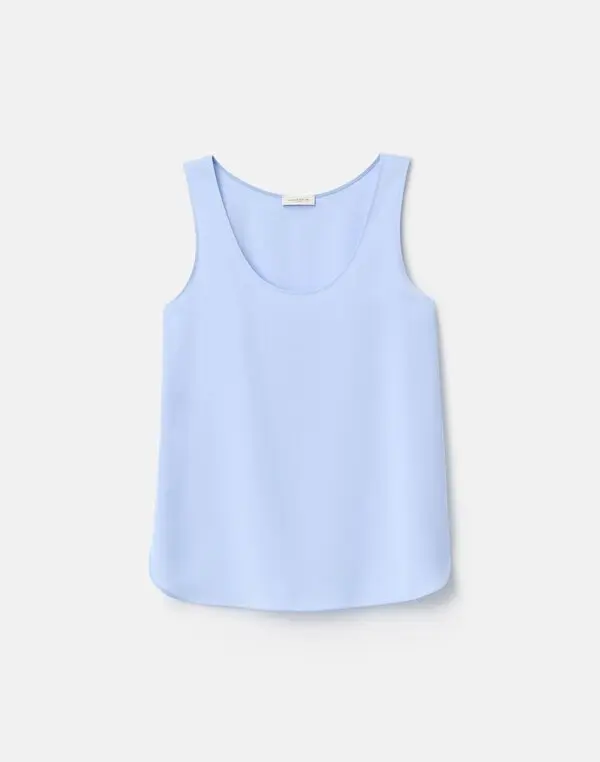 Lafayette 148 New York Crepe Sleeveless Tank Blouse - Skyline Blue