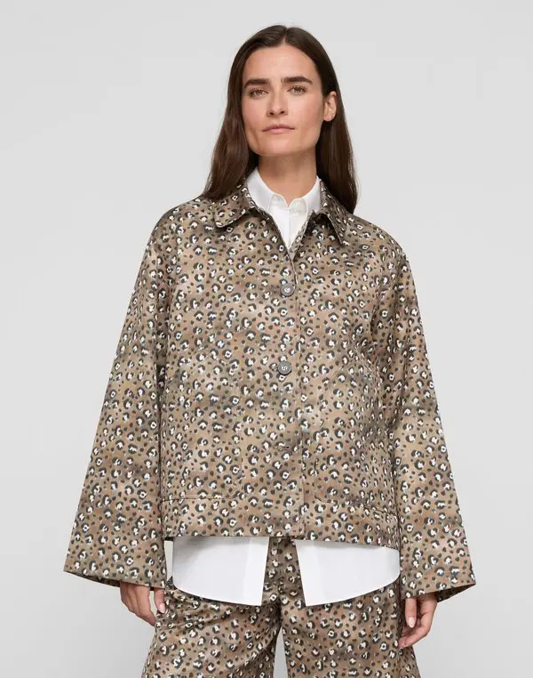 Lafayette 148 New York Leopard Print Cotton Twill Jacket