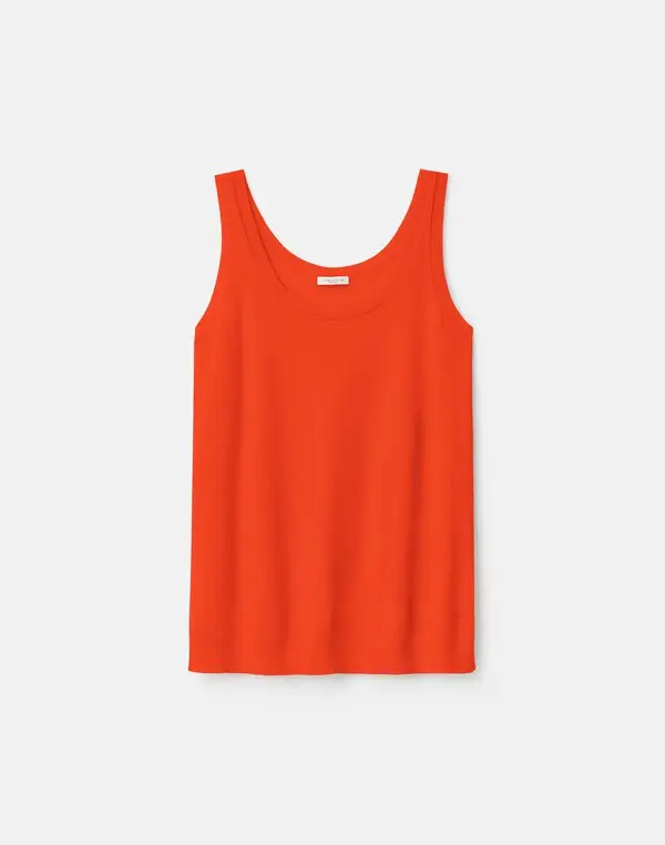 Lafayette 148 New York Washable Merino Wool Tank - Orange Poppy