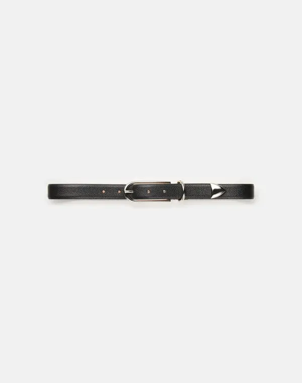 Lafayette 148 New York Grained Leather Skinny Belt - Black