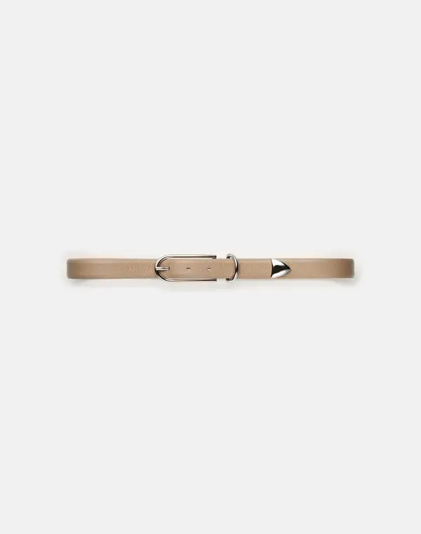Lafayette 148 New York Grained Leather Skinny Belt - Cement