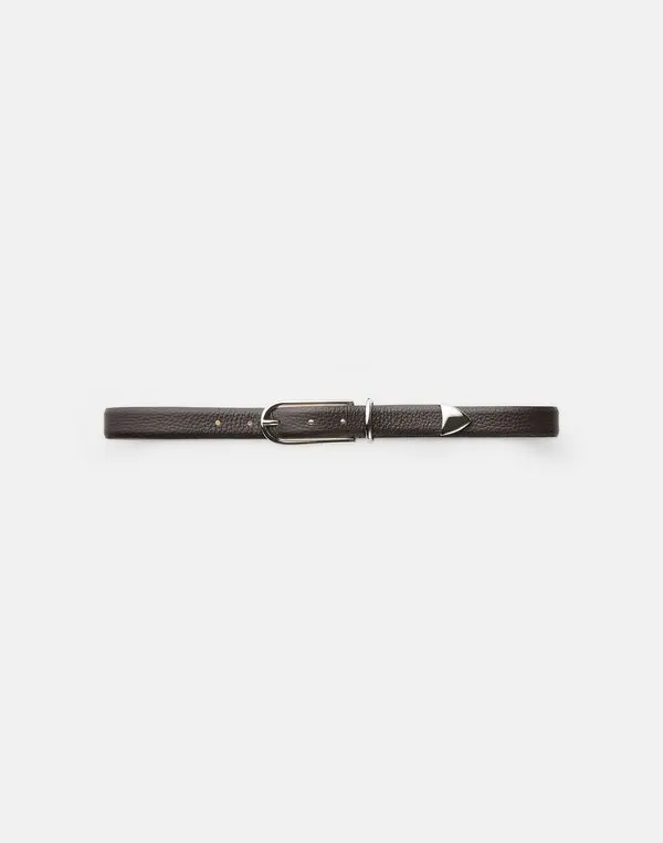 Lafayette 148 New York Grained Leather Skinny Belt - Truffle
