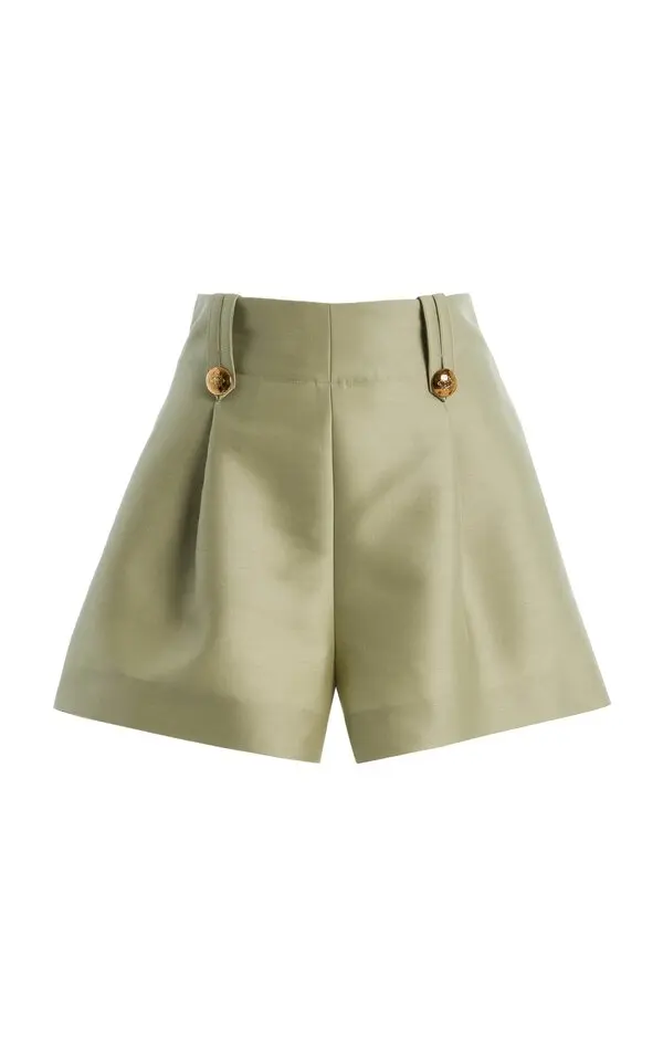 Zimmermann Luna Wool-silk Tailored Shorts - Green