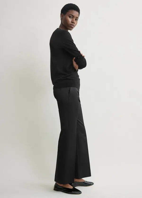 TOTEME Kick Flare Raw-edge Trousers - Black