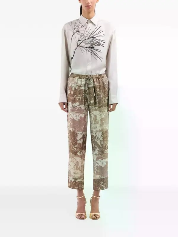 PIERRE-LOUIS MASCIA Pastoral Print Trousers - Neutrals