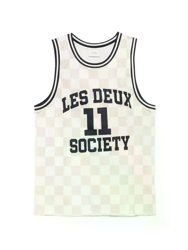 LES DEUX Silas Checked Tank Top - Neutrals