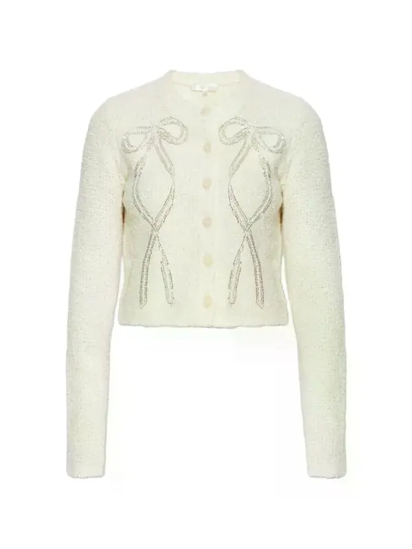 LoveShackFancy Leocadia Beaded Bow Cardigan