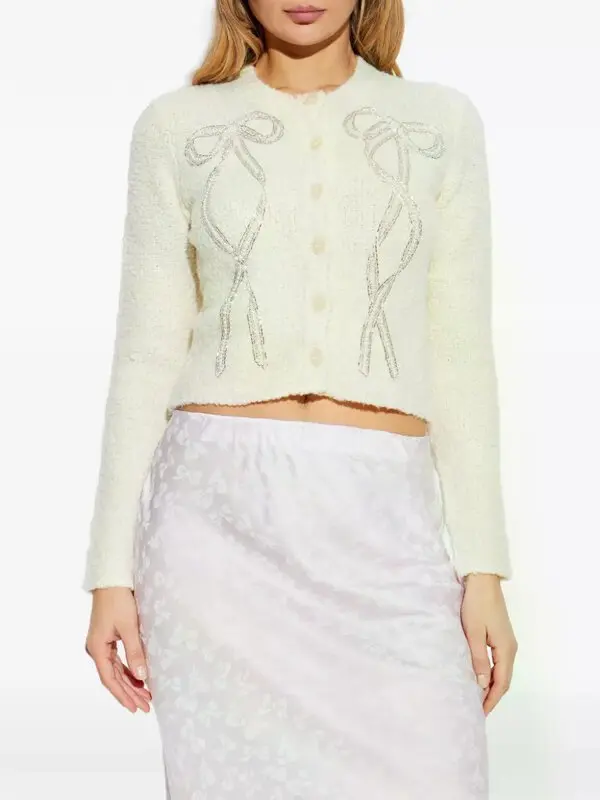 LoveShackFancy Leocadia Beaded Bow Cardigan