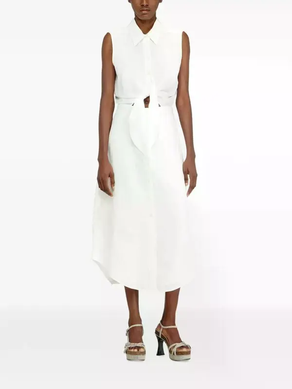 DIESEL® Sleeveless Shirt Dress With Tie Detail - White