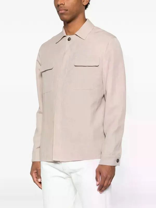 Eleventy Polo-collar Shirt Jacket - Pink