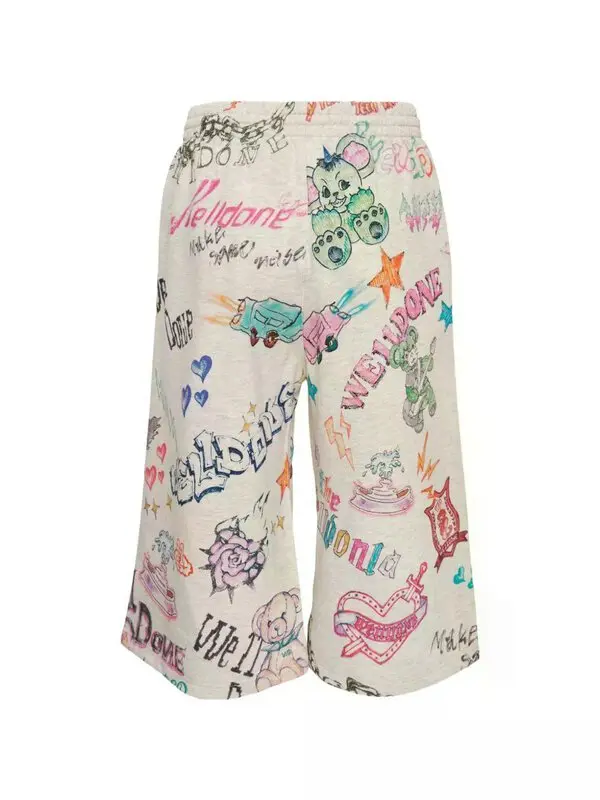 We11Done Printed Wide Leg Shorts