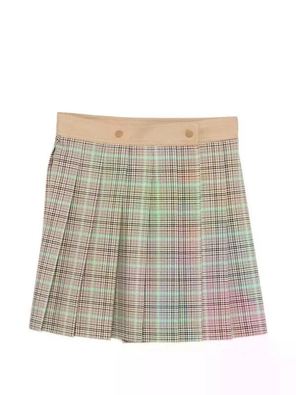 Moncler Pleated Checkered Mini Skirt - Brown