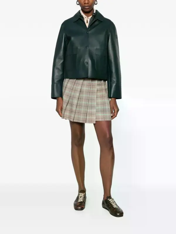 Moncler Pleated Checkered Mini Skirt - Brown