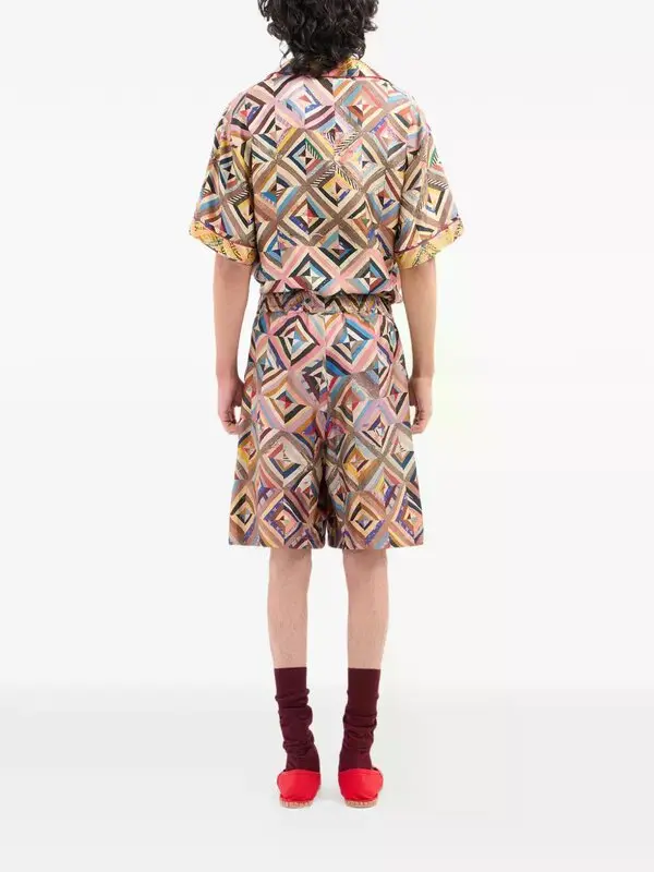 PIERRE-LOUIS MASCIA Geometric-pattern Knee-length Shorts