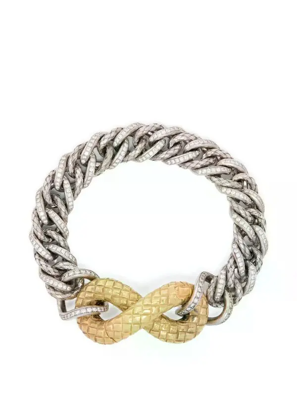 Bottega Veneta 18kt White & Yellow Gold Torcello-link Diamond Bracelet - Silver