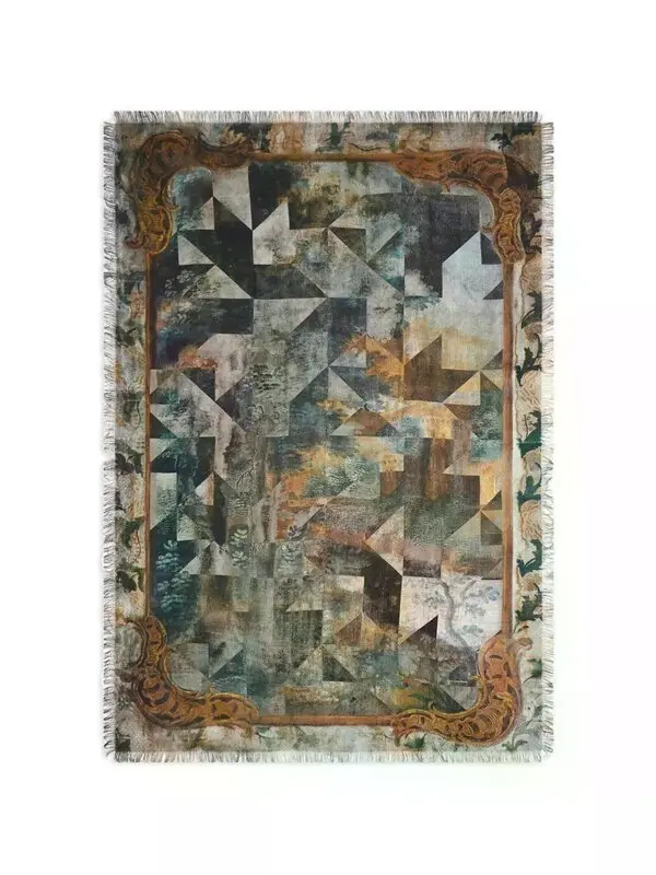 PIERRE-LOUIS MASCIA Aloeuw Printed Fringed Shawl Scarf - Grey