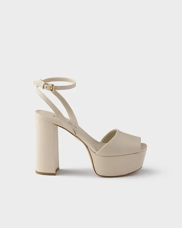 Prada Nappa Leather Platform Sandals - Ivory