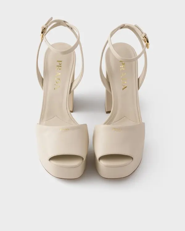 Prada Nappa Leather Platform Sandals - Ivory