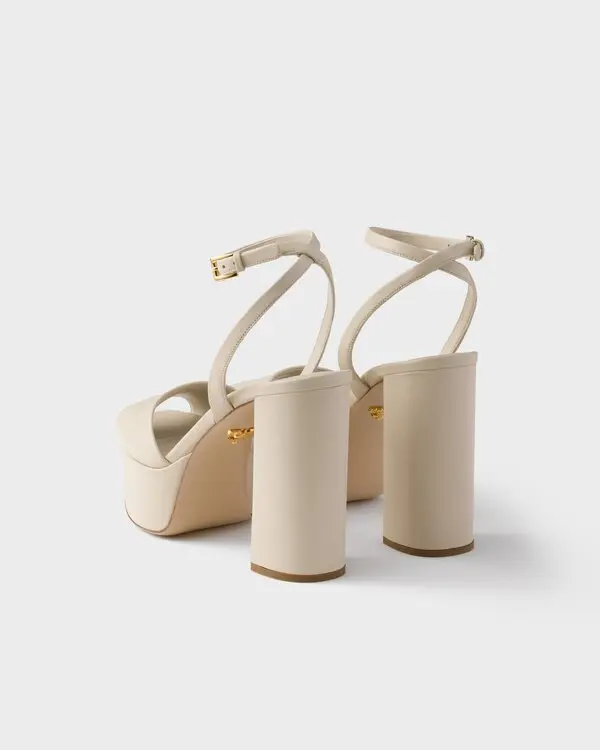 Prada Nappa Leather Platform Sandals - Ivory