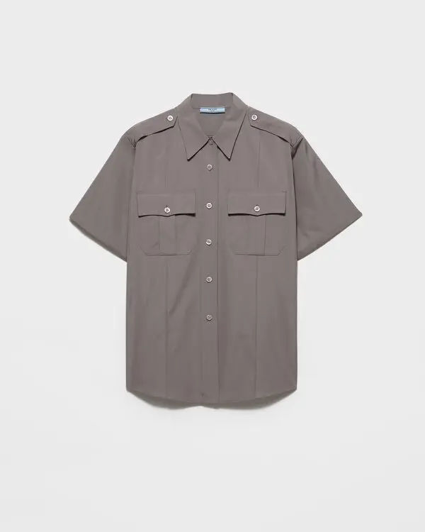 Prada Short-sleeved Poplin Shirt - Iron Gray