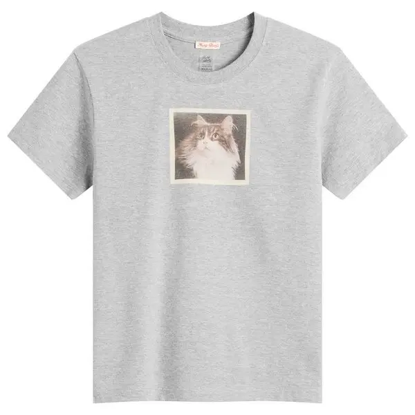 FRUITY BOOTY Cat Graphic T-shirt - Grey