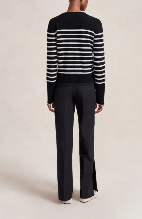 LA LIGNE Striped Lean Lines Cashmere Cardigan - Black/cream