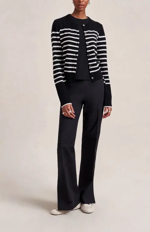 LA LIGNE Striped Lean Lines Cashmere Cardigan - Black/cream